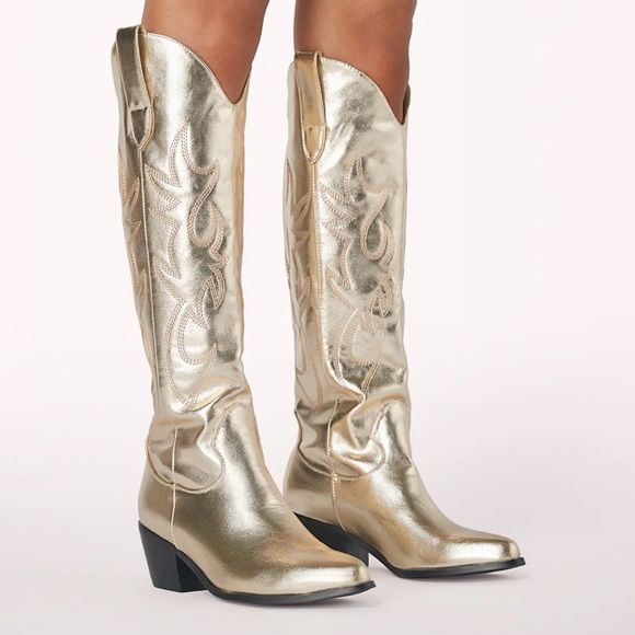 Billini | Shoes | Billina Gold Metallic Cowboy Boots | Poshmark